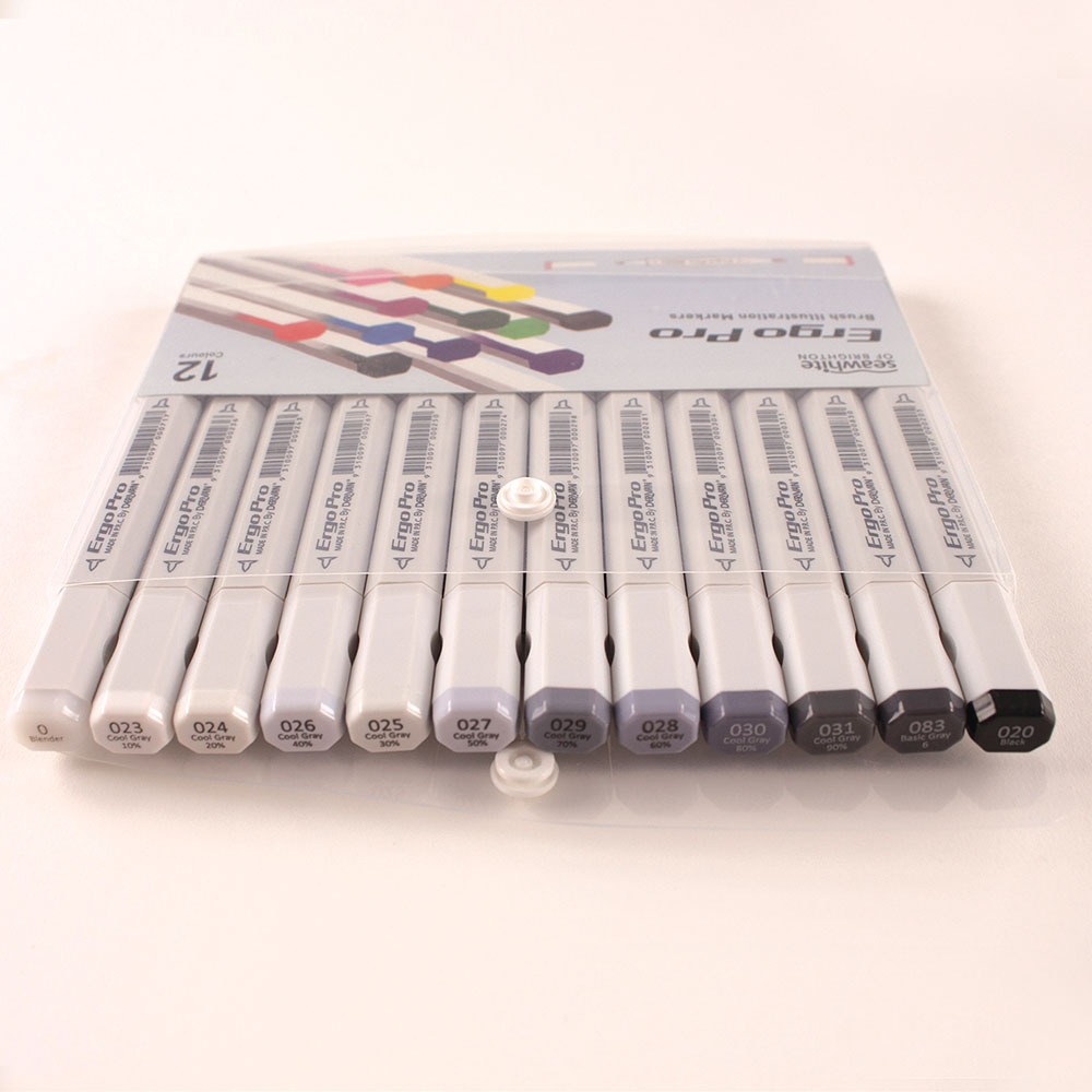 Ergo Pro Illustration Markers - Set of 12 Cool Grey Tones - Seawhite of ...